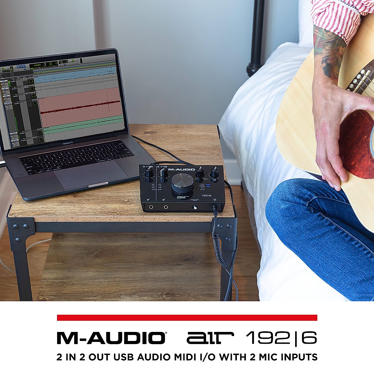M-Audio AIR 192x6 USB C MIDI Audio Interface for Recording, Podcasting, Streaming, Studio Quality Sound, 2 XLR in and Music Production Software (Renewed)
