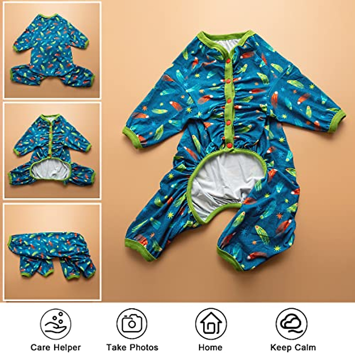 LovinPet Pet Shirts, Bottoming Dog Shirt for Dog Coats, Anti Licking, Anxiety Calming Onesies for Dogs, Elastic Super Dinos Face Shooting Stars Navy Large Breed Dog Clothes 3XL