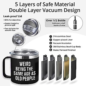 Birthday Gifts for Men Women - 14oz Coffee Tumbler Mug - Unique Funny Gift Ideas for Grandpa Dad Father Husband Him 30th 40th 50th 60th 70th 80th from Daughter Son Friends