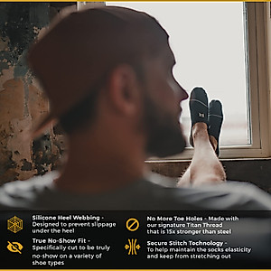 William Painter Titan No Show Socks, Black, No-Slip, Snug and Soft for Casual or Athletic Wear, One Size Fits All, For Men and Women (12 Pack)