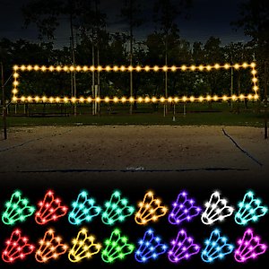 Moukeren Volleyball Badminton Net Light 16 ft String Lights with Remote, 16 Colors 4 Modes LED Light for Backyard Volleyball Badminton Game Outdoor at Night (net Not Include)