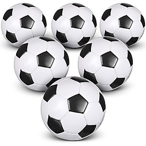 Deekin 6 Pcs Soccer Ball Bulk with Pump Teamwork Outdoor Sport Soccer Ball Bulk Game Training Soccer Ball for School Sport Teen Adult Child(Size 3,Black)