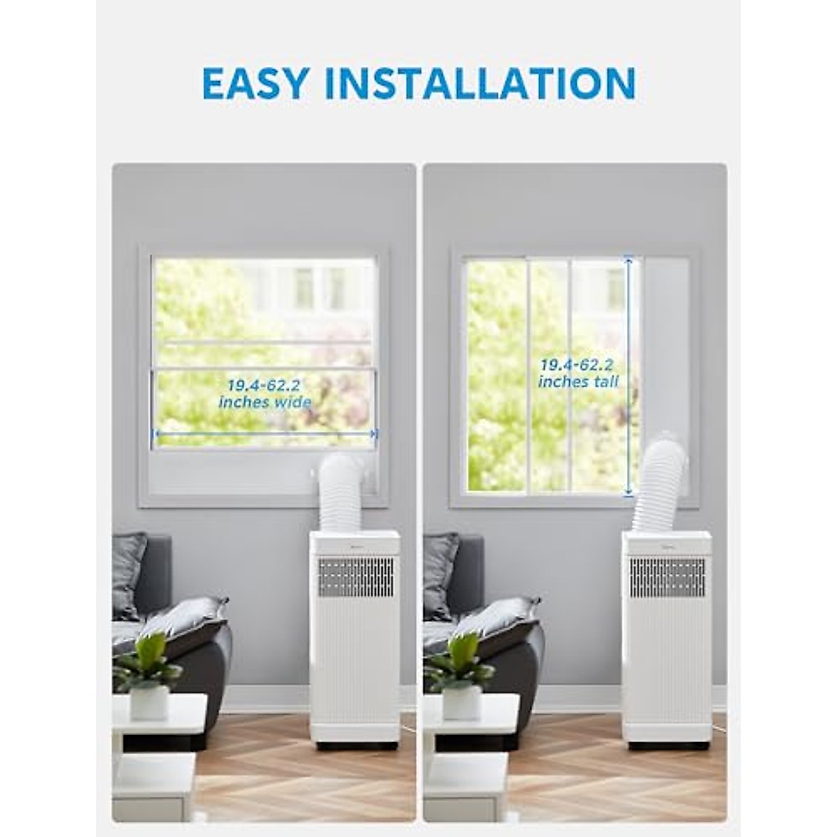 Midea 10,000 BTU ASHRAE (7,100 BTU SACC) Portable Air Conditioner Smart Control, Cools up to 300 Sq. Ft., with Dehumidifier & Fan mode, Easy- to-use Remote Control & Window Installation Kit Included
