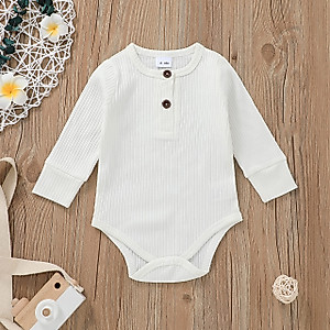 Lala Bear Baby Girl Boy 2 Pack Solid Long Sleeve Romper Bodysuit Clothes Black & White 12-18 Months