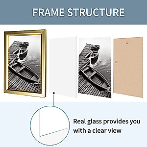 Giverny 4x6 Picture Frames Set of 4, Gold Photo Frames with Glass for Wall or Tabletop Display, Simple Design Glossy Finish Frame Perfect for Home Office Hotel, and Various Ceremonies Parties