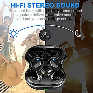 Wireless Earbud, Bluetooth Headphones Light Weight Deep Bass Ear Buds, Bluetooth Earbud Noise Cancelling with Mini Wireless Charging Case, IP7 Waterproof, 30H Playtime In-Ear Earphones for Sports Work