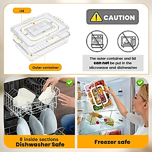 Linn'sCollection Divided Serving Tray with Lid and Handle,Snack Box Container with Cutlery Storage, Fruit Tray,Portable Snack Tray Organizer,Portable Snack Box Container, 8 Compartment Snack Container