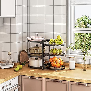 Wisdom Star 6 Tier Pots and Pans Lid Organizer Rack Holder, Adjustable Pot Organizer Rack for Under Cabinet, Pot Rack for Kitchen Organization and Storage, Black