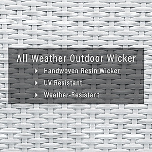 Crosley Furniture Palm Harbor All Weather Rattan Wicker Round Outdoor Side Table for Patio, Deck, Porch, White