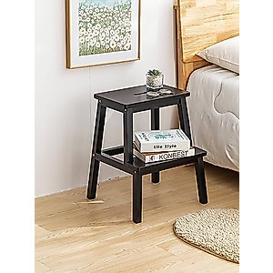 kailebao 20 inch Kitchen Step Stool Standing Tower for Kitchen Counter Solid Wood Step Office Solid Wood Step Stool for Adult Black