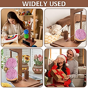 Yarn Holder for Crocheting Knitting with Phone Stand, Wooden Crochet Yarn Holder with Spindles Yarn Ball Holder Spinner Accessories, Yarn Spinner Gifts for Crocheting Knitting Lovers Beginners