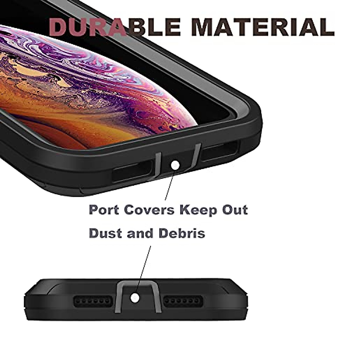 Wedall for iPhone Xs & iPhone X Case, with 2 x Screen Protector [Shockproof] [Drop Proof] [Dust Proof] Heavy Duty 3-Layer Rugged Protective Defender Cover for Apple iPhone Xs/iPhone X (Black & Gray)