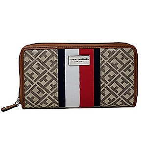 Tommy Hilfiger Women's Logo Stripe Zip Around Wallet Clutch Bag