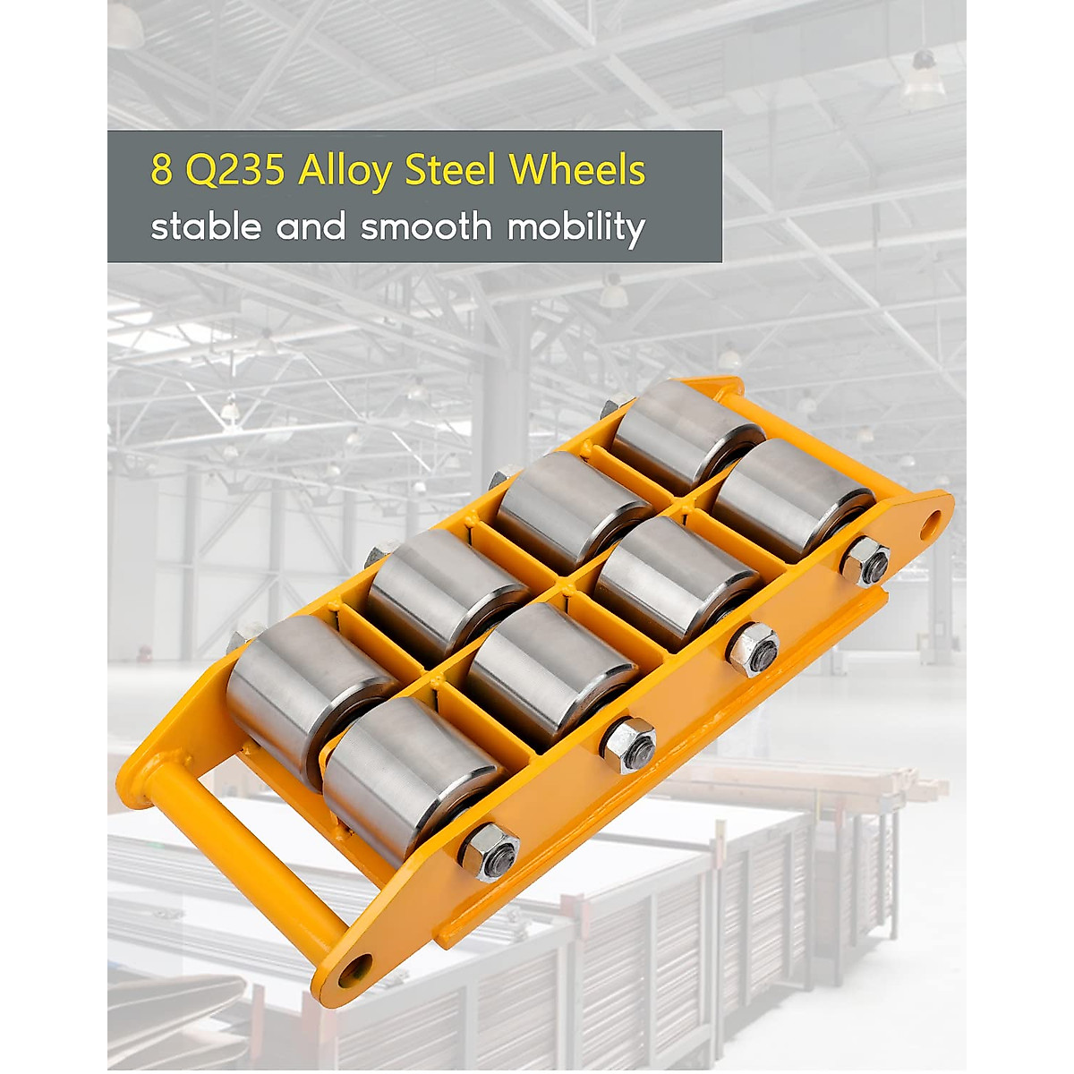 GCCSJ 8T Machinery Skate Dolly,17600lbs Machinery Moving Skate Machinery Mover Skate with 360° Rotation Cap and 6 Steel Rollers, Dolly Machinery Skate for Industrial Moving Equipment