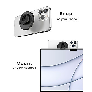 SODI Continuity Camera Mount for Desktop Monitor & iMac Compatible iPhone Webcam Mount with Mag-Safe for Mac and Displays, Mac OS Ventura, Work for Facetime, Desk View, Black