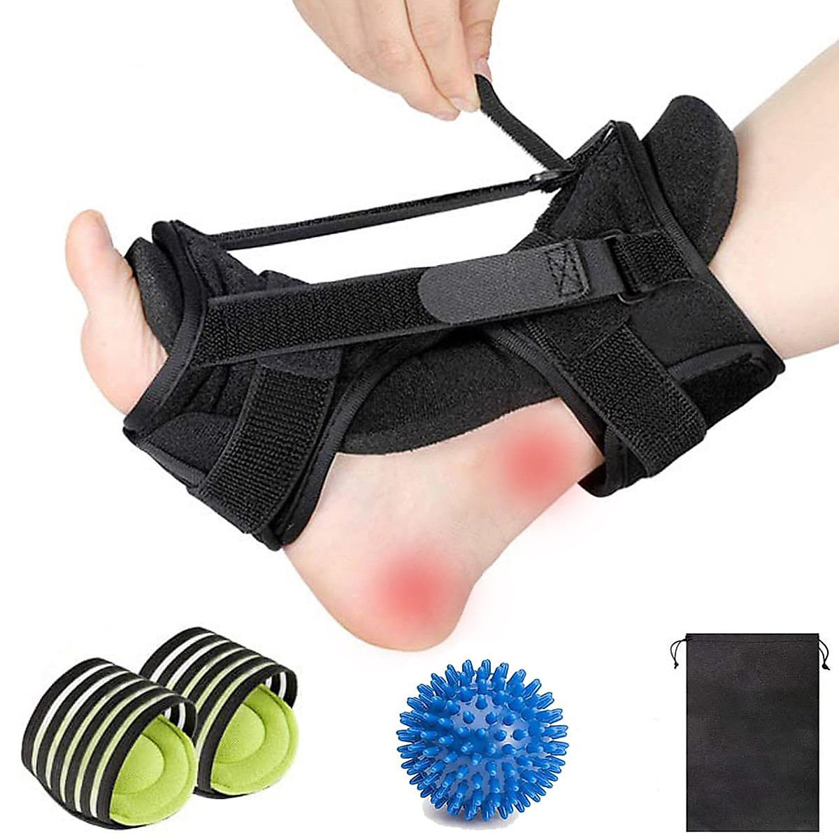 FIAYIGIL Plantar Fasciitis Night Splint, Foot Drop Orthosis Adjustable Elastic Sole Night Splint Ankle Fixation Effective Relief from Achilles Tendonitis, Heel and Ankle Pain