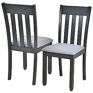 BIADNBZ 5-Piece Dining Table Set with Round Extendable Tabletop and 4 Padded Chairs, Modern Kitchen Furniture for DiningRoom, Space Saving Design, Gray