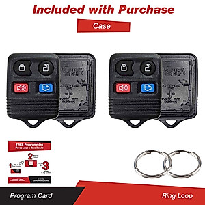 KeylessOption Just The Case Keyless Entry Remote Car Key Fob Shell Replacement - Black (Pack of 2)
