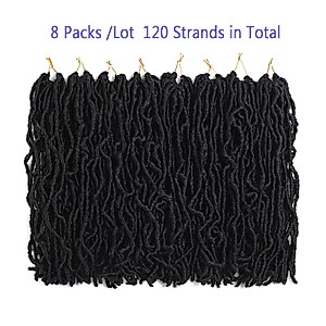 8 Packs Short Faux Locs Crochet Hair 120 Strands 12Inch Soft Locs wavy Dreadlocks Crochet Braids Natural Pre-Looped Crochet Hair for Black Women (12 Inch (Pack of 8), 1B)