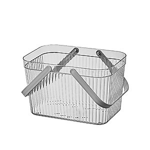 kamuavni Bath Toy Basket, Plastic Clean Caddy with Handle, Dorm Room Essentials Toiletry Caddy for Dorm College Bathroom Cleaning Camping 10.4×6.9×6.7inch,Transparent Grey