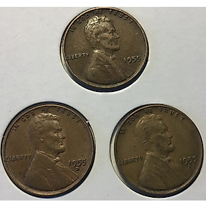 1955 P D S Lincoln Wheat Penny Cent PDS set Penny Seller Very Fine