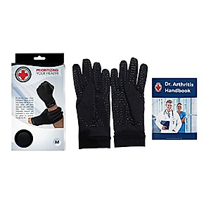 Doctor Developed Copper Arthritis gloves/Compression gloves for Women & Men and Doctor Written Handbook - Useful for Arthritis, Raynauds, RSI, Carpal tunnel (Small)