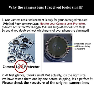 LOZOP Rear Camera Lens Glass Replacement with Adhesive Pre-Installed Compatible for iPhone 13 Pro / 13 Pro Max (3 Pieces/Set) with Repair Tools and Installation Manual
