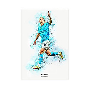 Erling Haaland Posters for Walls Man City Soccer Poster Canvas for Bedroom The Wall Art Unframe-style 16x24inch(40x60cm)