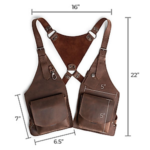 Hide & Play, Shoulder Holster with Adjustable Straps, Ideal for Cosplay, Steampunk, Renaissance, Costume Parties, Full Grain Leather, Handmade, Bourbon Brown