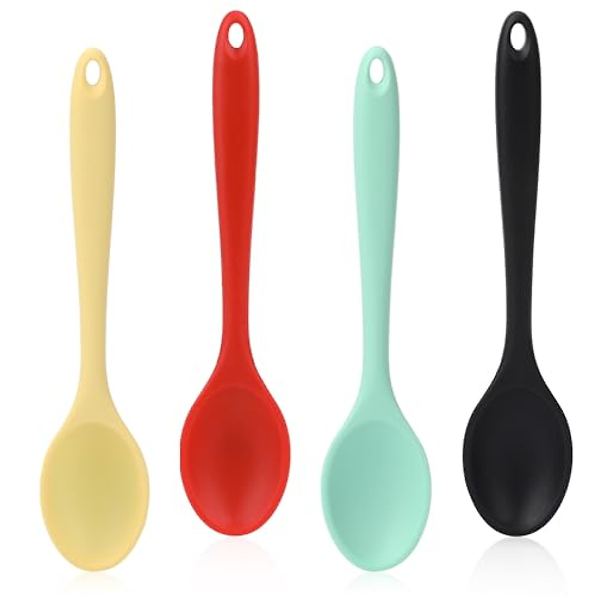 KALIONE 4 Packs Silicone Mixing Spoon, Multicolor Cooking Spoons, Heat Resistant Basting Spoons, Silicone Utensil spoons for Cooking, Nonstick Stirring Cooking Spoons Tools Set for Kitchen Cooking