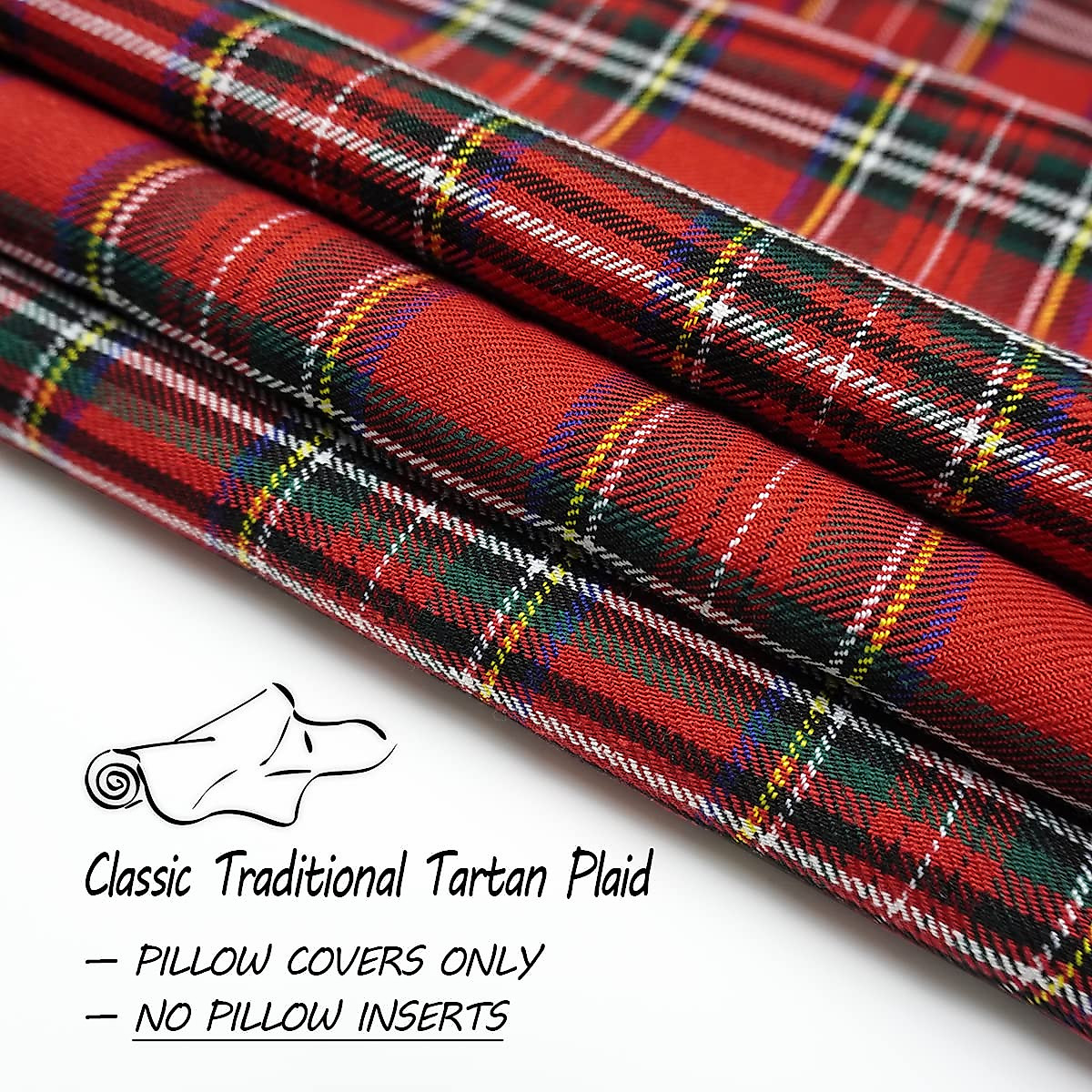 CARRIE HOME Red Tartan Plaid Christmas Lumbar Pillow Covers 12x20 Set of 2 Red Scottish Christmas Lumbar Throw Pillows Traditional Christmas Decor for Living Room Couch Sofa