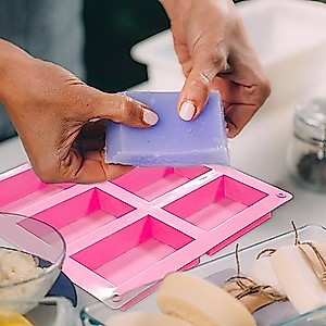 Dohia Silicone Soap Molds 6 Cavities Silicone Baking Mold DIY Handmade Soap Making D1-2306-FXSGZM (Pink)