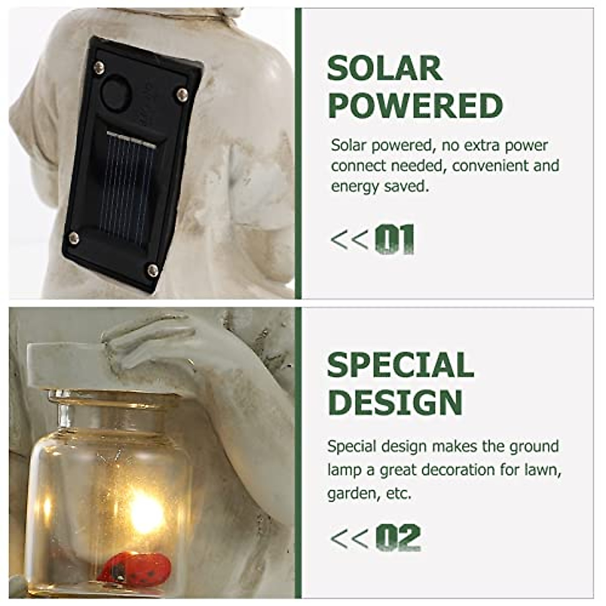 LIOOBO Solar Fireflies Solar Girl Statue Fairy Girl Garden Statue Solar Powered LED Light for Garden Decor Porch Lawn Art Decorations Housewarming Garden Gift