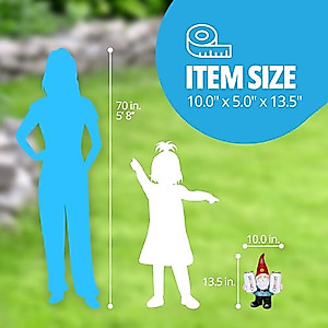 Exhart Garden Gnome, Double Fisting Two Can Timmy Garden Statue, Funny Outdoor Garden Decoration, 10 x 13.5 Inch