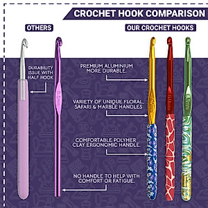 The Quilted Bear Crochet Hook Set - Premium Soft Grip Floral Crochet Hooks with Polymer Clay Handle 12 Hook Kit (2mm, 2.5mm, 3mm, 3.5mm, 4mm, 4.5mm, 5mm, 5.5mm, 6mm, 6.5mm, 7mm & 8mm)