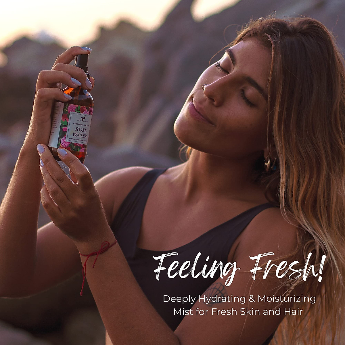 Baja Basics Rose Water Spray For Face, Body & Hair Hydrating Facial Toner, Refreshing, Soothing Mist Moisturizer for Dry Skin - Vegan Beauty Skincare Products - 4oz 2 Pack