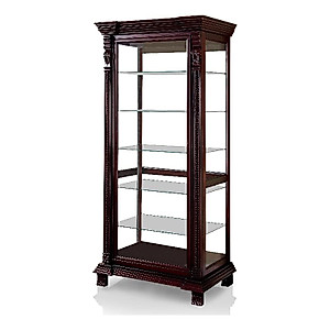 Furniture of America Lisandro Traditional Glass Door Curio Cabinet in Espresso