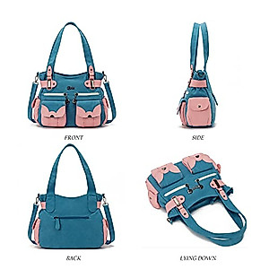 Canvas Purses for Women Large Hobo Shoulder Bags Multi-Pockets Crossbody Purse Fashion Satchel Tote Bag