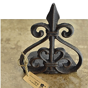 Lulu Decor, Cast Iron Fleur De Lis Door Stop, Door Stopper (LB15BK1)