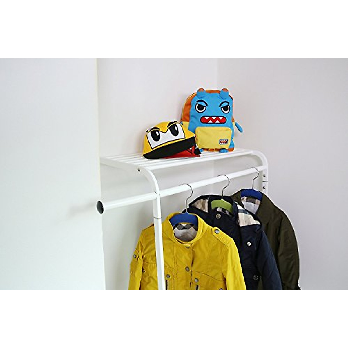 idee Free Standing Leaning Multi-Functional Coat and Shoe Rack, Space-Saving Garment Organizer, EDLR142W