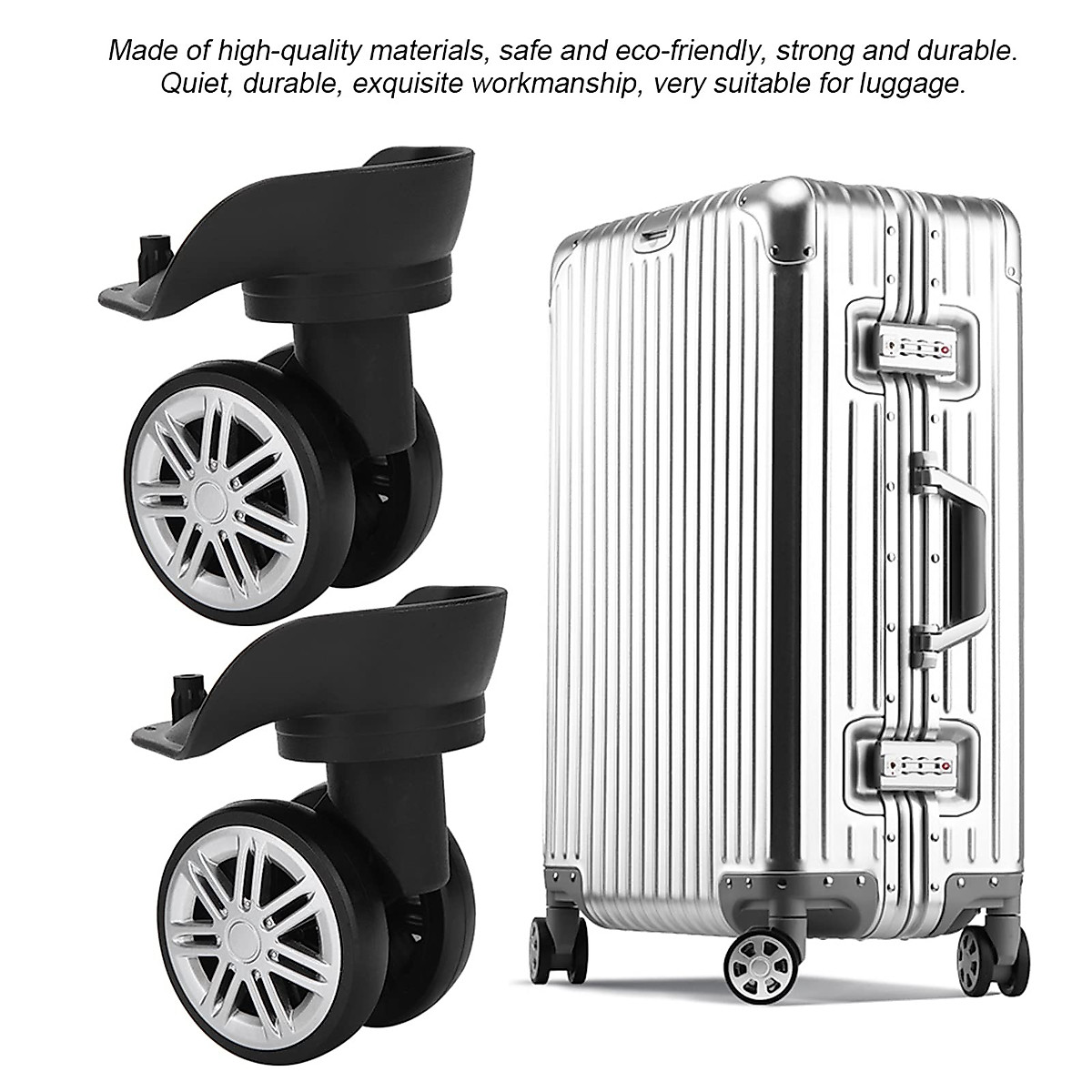 2 Pcs Luggage Suitcase Wheels, Replacement Luggage Wheels Swivel Luggage Mute Wheel Outdoor Mute Double Row Wheel with Multiple Screws for Draw‑bar Box Code Case