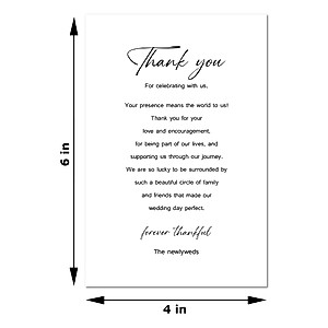 RokAPary Modern Minimalist Wedding Thank You Place Cards, Place Setting Cards, For Bridal Shower, Reunion, Reception, Celebration, Rehearsals, Dinner Parties, Events 50 Cards 4"x6". Made in USA