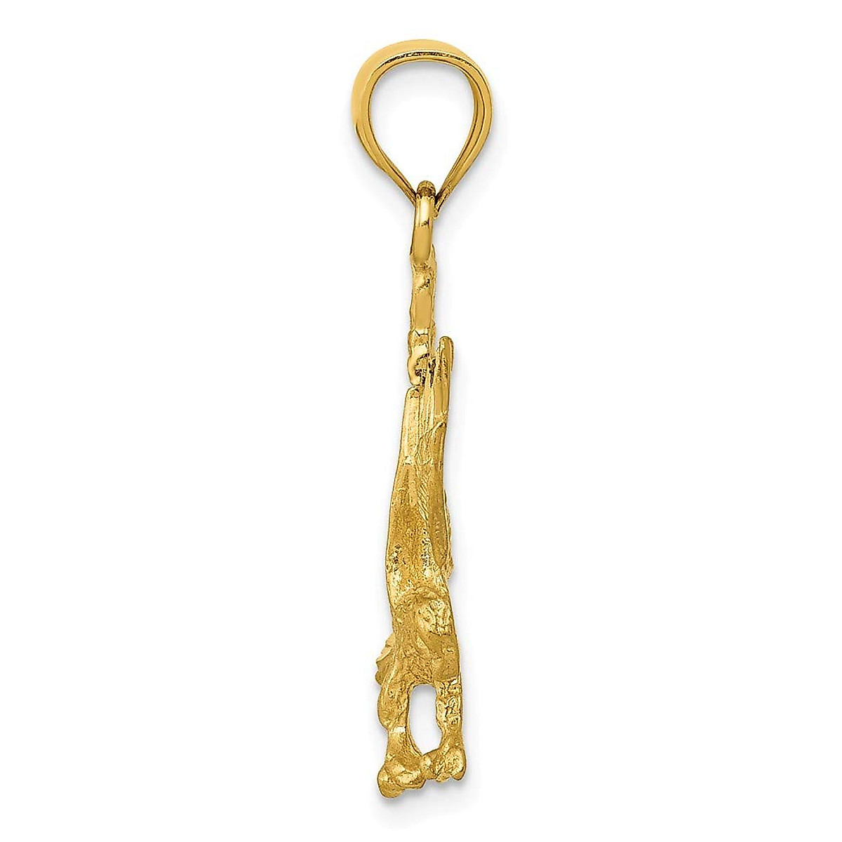 Solid 14k Yellow Gold Diamond-cut Eagle Brushed Matte Finish Pendant Charm - 27mm x 14mm