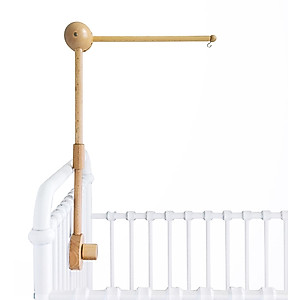 Sorrel + Fern Wooden Baby Crib Mobile Arm, 3D 360° Adjustable - Baby Mobile Holder Arm (31 inch, 100% Natural Beech Wood) - Strong Anti Slip Attachment - Nursery Décor
