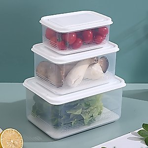 WonLiq 3 Piece Food Storage Containers with Airtight Lids, Stackable Kitchen Organizer Bin, BPA Free, Produce Saver Storage Container for Refrigerator