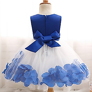 NNJXD Girl Tutu Flower Petals Bow Bridal Dress for Toddler Girl Size 9-12 Months Blue 1