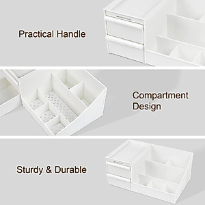 AmoVee Makeup Organizer, White Skincare Organizers on Countertop, Cosmetic Storage Organizer Fits Skincare, Lotions, Lipsticks, Nail Polish, Brushes, and Perfume, A Holiday Gift