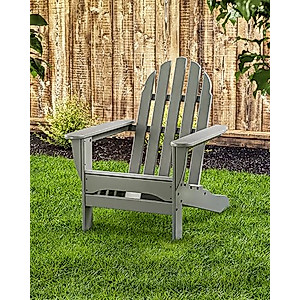 POLYWOOD AD4030GY Classic Outdoor Adirondack Chair, Slate Grey