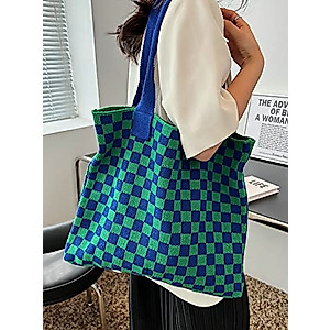 Pocadri Women's Contrasting Shoulder Bag Cotton Hemp Soft Multifunctional Large -Capacity Knitted Bag Handbags