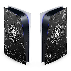 Head Case Designs Officially Licensed Chelsea Football Club Black Marble Mixed Logo Vinyl Faceplate Sticker Gaming Skin Case Cover Compatible with Sony Playstation 5 PS5 Digital Edition Console